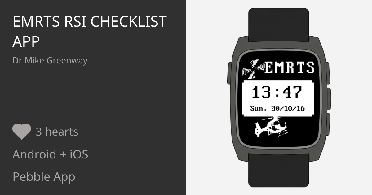 EMRTS RSI Checklist App - Pebble Appstore