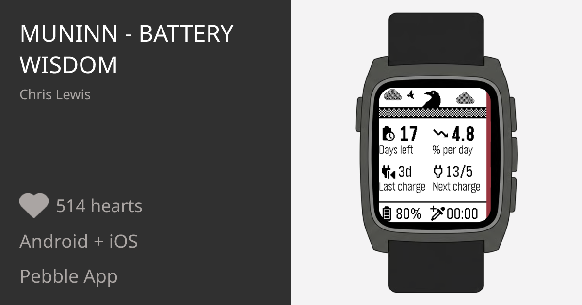 Muninn - Battery Wisdom - Pebble Appstore